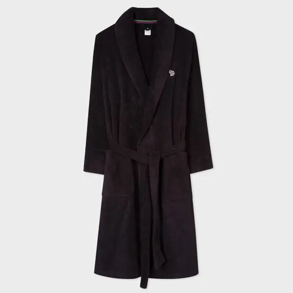 Paul Smith Zebra Towelling Dressing Gown - Black