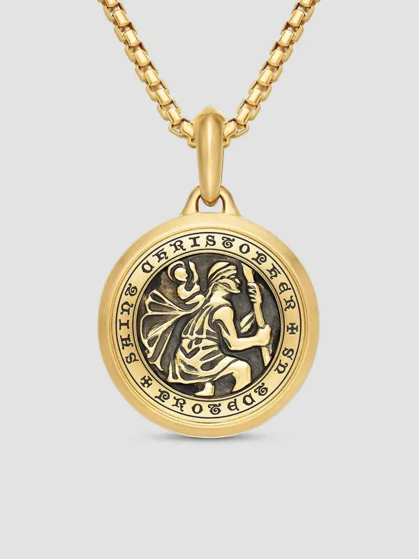David Yurman St. Christopher Amulet In 18k Yellow 34.5mm - Gold
