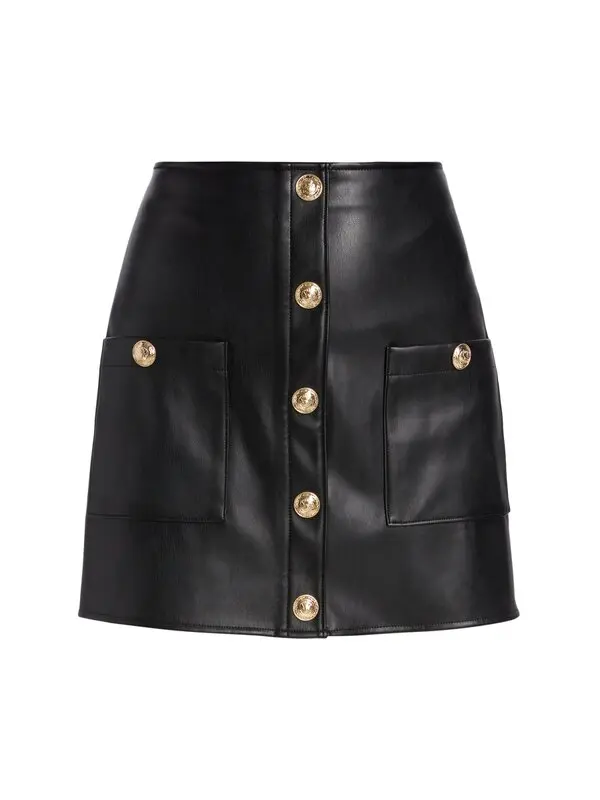 L'AGENCE Truman Faux Leather Miniskirt - Black