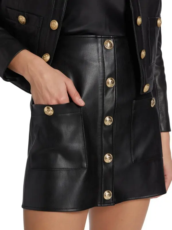 L'AGENCE Truman Faux Leather Miniskirt - Black