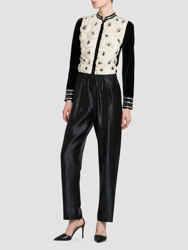 Giorgio Armani Satin Linen-silk Pants
