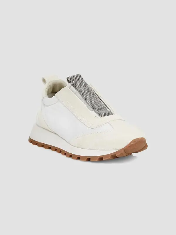 Brunello Cucinelli Monili-trim Platform Lug-sole Sneakers - White
