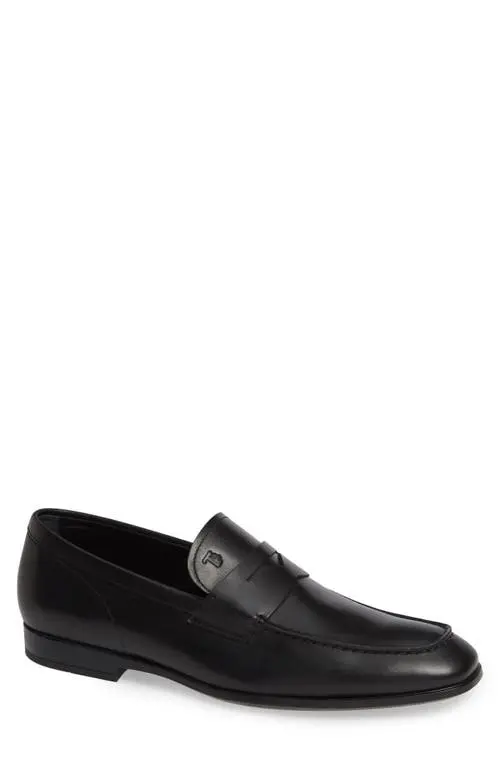 TOD'S Leather Penny Loafer - Black