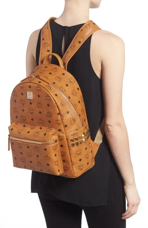 Mcm Medium Stark Side Stud Coated Canvas Backpack