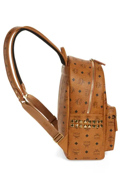 Mcm Medium Stark Side Stud Coated Canvas Backpack