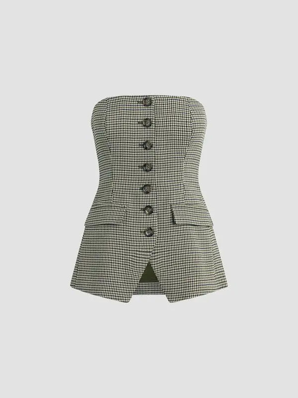 FAVORITE DAUGHTER Phoebe Houndstooth Bustier - Grey