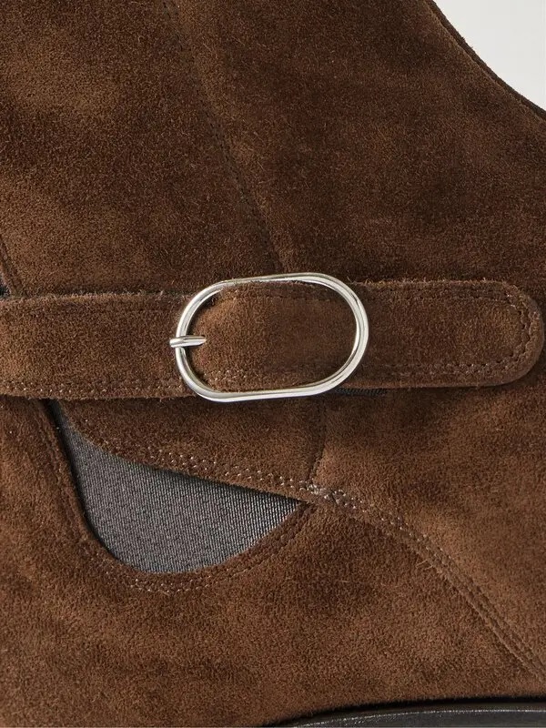 John Lobb Masons Buckled Suede Chelsea Boots