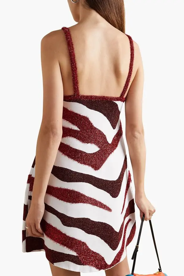 strapless open back dress Zebra Red EcoJersey Hoodie Dress