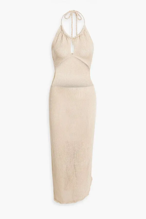 Savannah Morrow Juno Cutout Pima Cotton Halterneck Maxi Dress - Cream