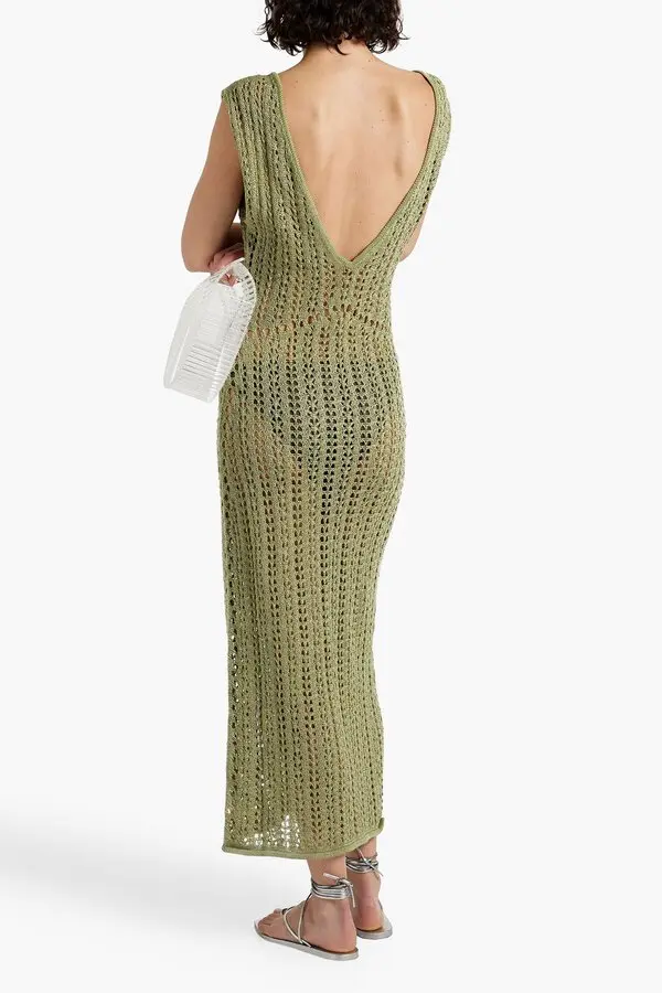 Savannah Morrow Tallara Pointelle-Knit Pima Cotton Midi Dress In Army Green  - 80% Off | Editorialist