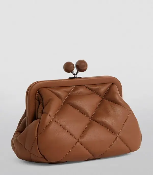 Max Mara Leather Quilted Pasticcino Clutch Bag - Brown | Editorialist