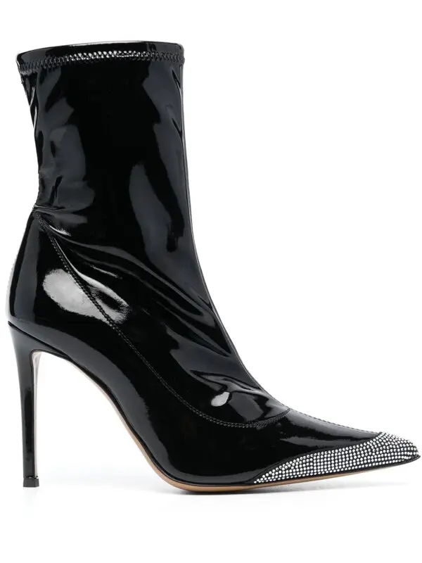 Alexandre Vauthier 105mm Crystal-embellished Patent-leather Boots