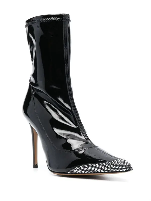 Alexandre Vauthier 105mm Crystal-embellished Patent-leather Boots