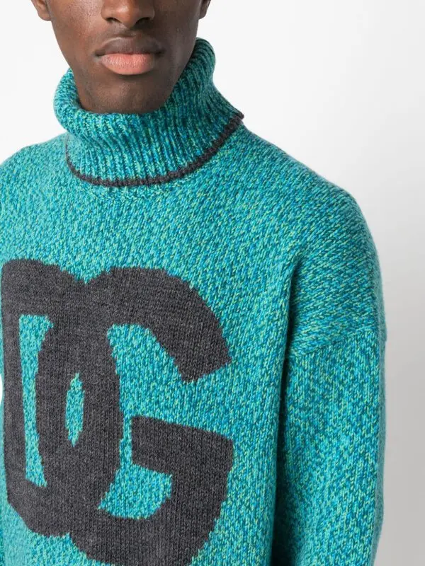 Dolce & Gabbana Intarsia-Knit Logo Jumper - Green | Editorialist