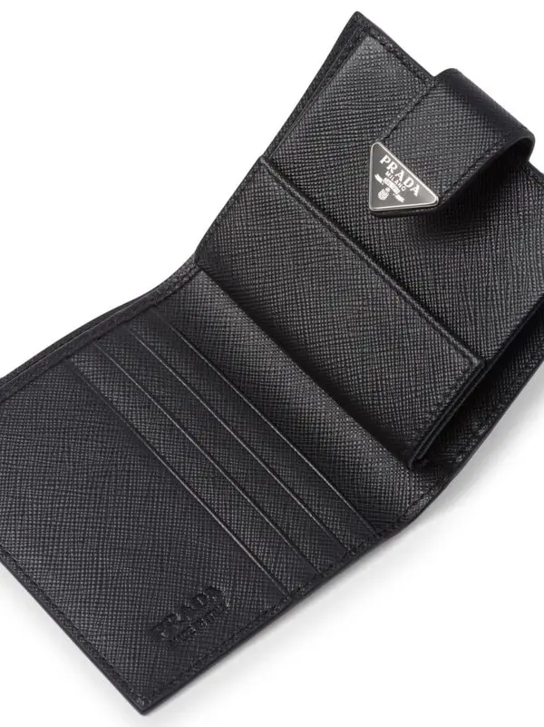 Prada Saffiano Logo-plaque Wallet - Black