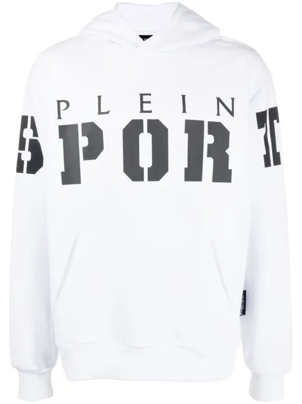 PLEIN SPORT Graphic-print Cotton Hoodie - White