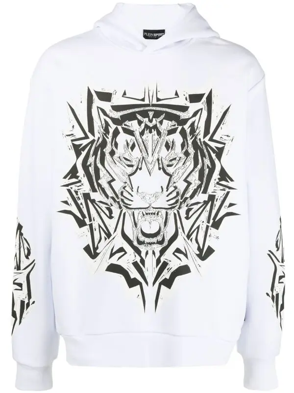 PLEIN SPORT Thunder Tiger Graphic-print Hoodie - White