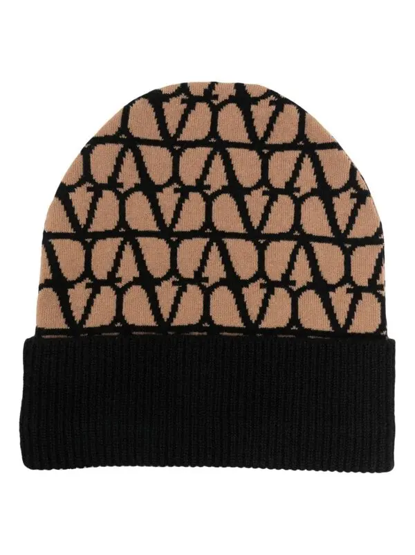 Valentino Garavani Toile Iconographe Cashmere Beanie - Neutrals