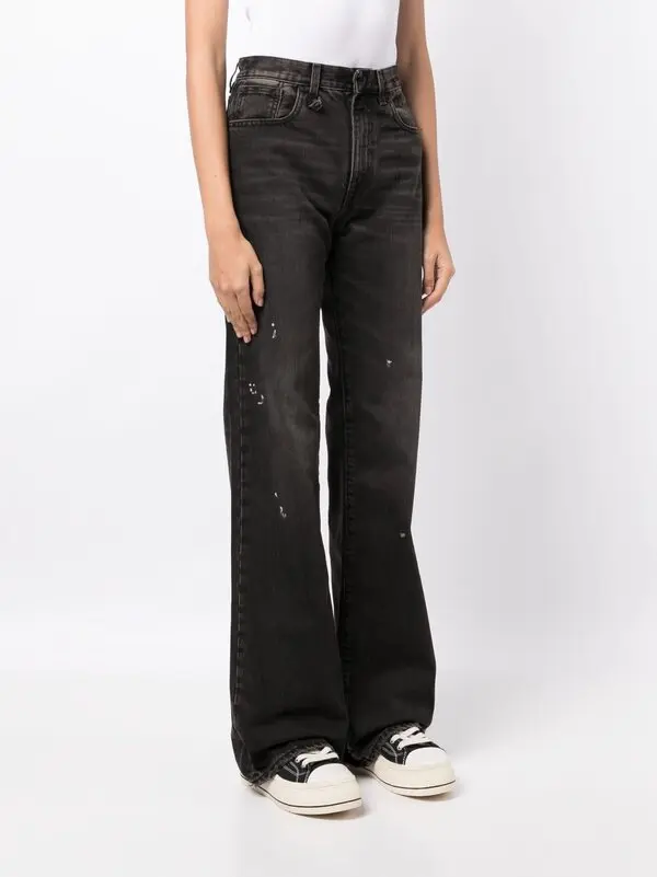 R13 Paint Splatter Wide Leg Jeans In Black - 66% Off | Editorialist