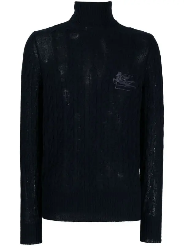 Etro Roll-neck Cable-knit Jumper - Blue