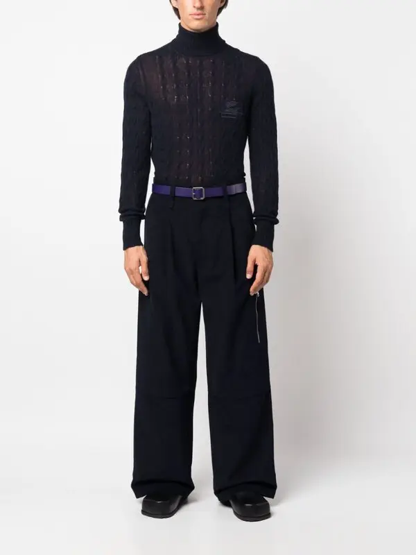 Etro Roll-neck Cable-knit Jumper - Blue