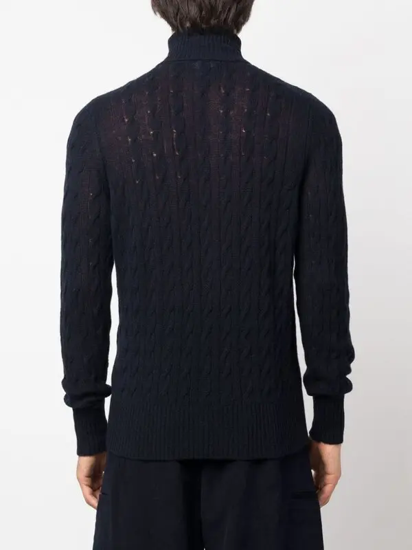 Etro Roll-neck Cable-knit Jumper - Blue