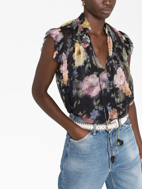 Zimmermann Luminosity Floral-print Silk Top