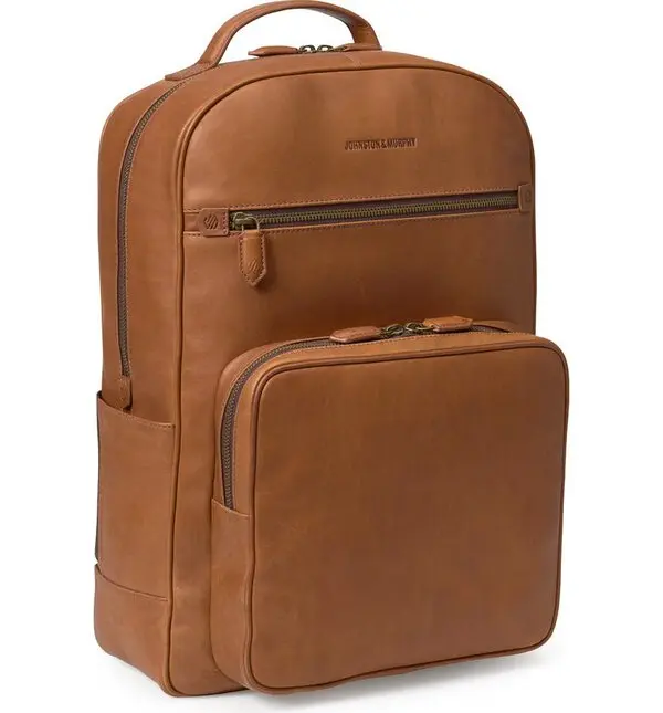 Johnston & Murphy Rhodes Leather Backpack - Tan