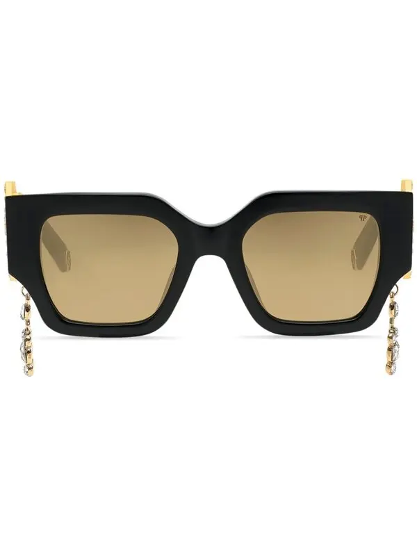 Philipp Plein Exclusive Logo-plaque Sunglasses - Black