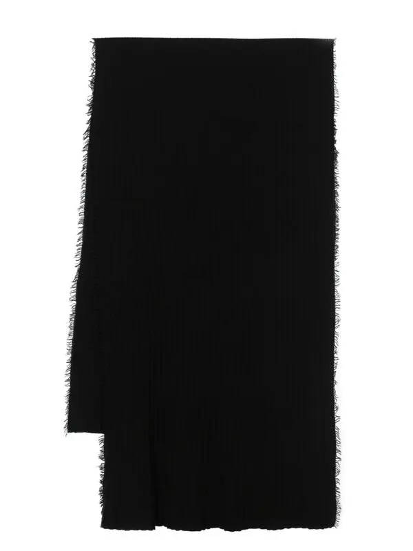 Faliero Sarti Ribbed-knit Frayed Scarf - Black