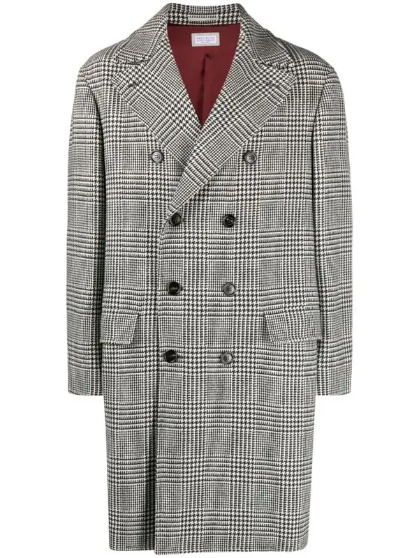 Brunello Cucinelli Checked Double-breasted Coat
