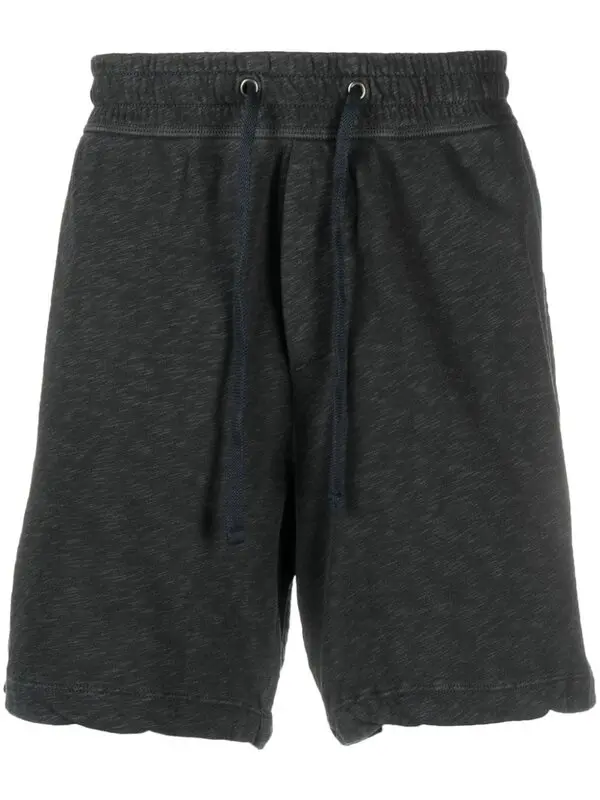 JAMES PERSE Mélange-effect Cotton Track Shorts - Black