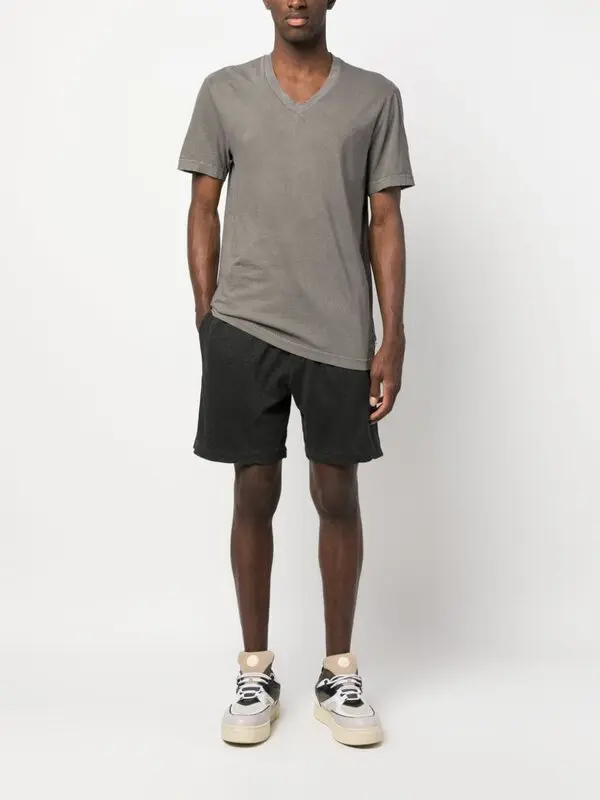 JAMES PERSE Mélange-effect Cotton Track Shorts - Black