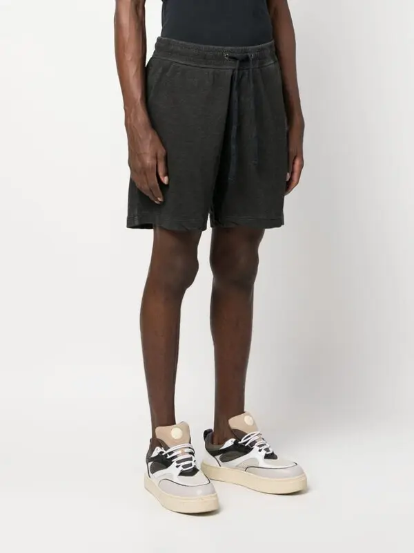 JAMES PERSE Mélange-effect Cotton Track Shorts - Black