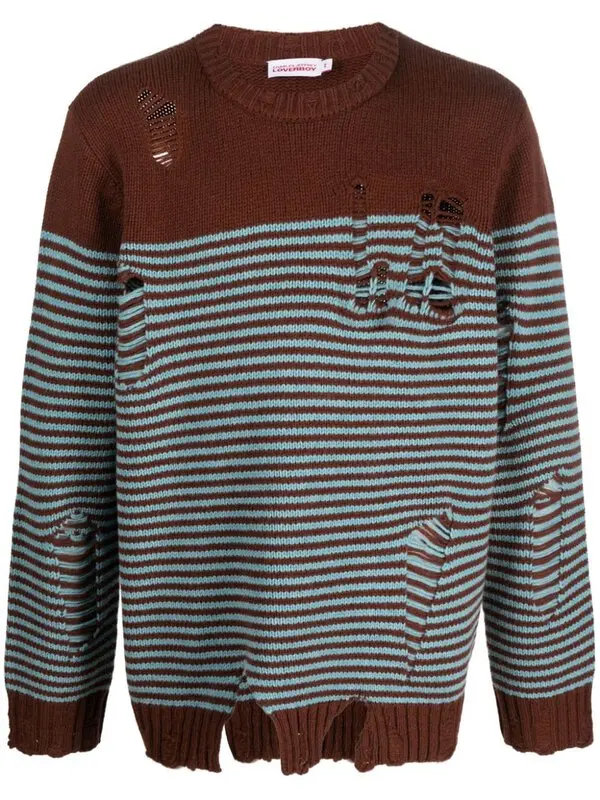 CHARLES JEFFREY Distressed Striped Jumper