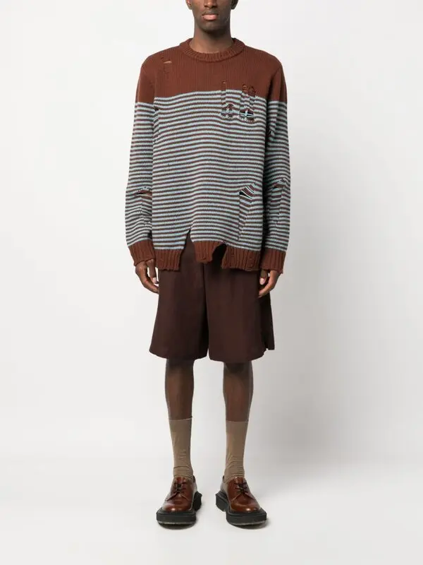 CHARLES JEFFREY Distressed Striped Jumper