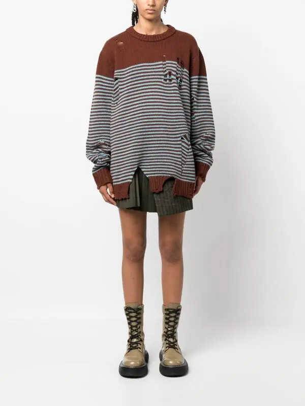 CHARLES JEFFREY Distressed Striped Jumper