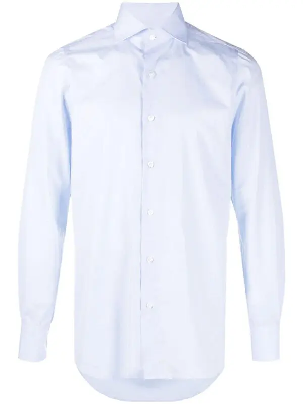 FINAMORE 1925 Long-sleeve Cotton Shirt - Blue