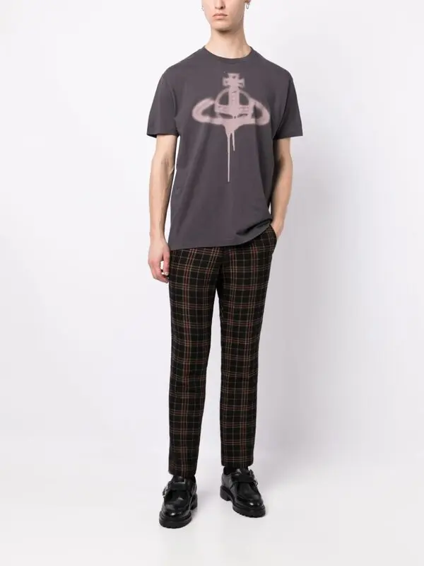 Vivienne Westwood Spray Orb-Print Cotton T-Shirt In Grey - 22% Off