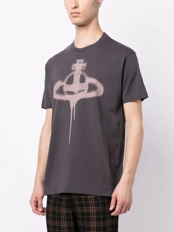 Vivienne Westwood Spray Orb-Print Cotton T-Shirt In Grey - 22% Off