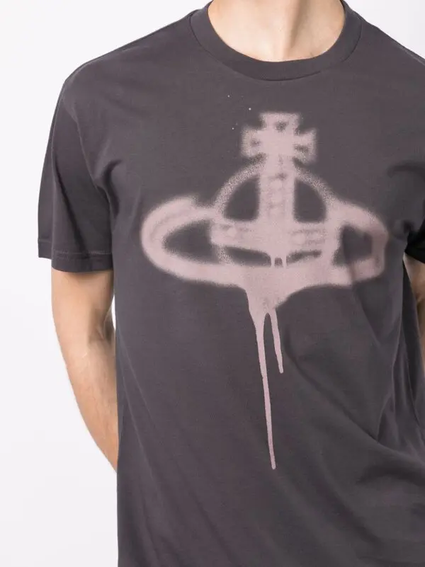 Vivienne Westwood Spray Orb-Print Cotton T-Shirt In Grey - 22% Off