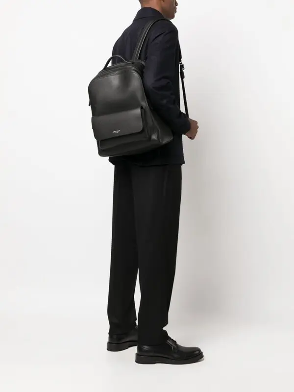 Giorgio Armani Logo-stamp Leather Backpack