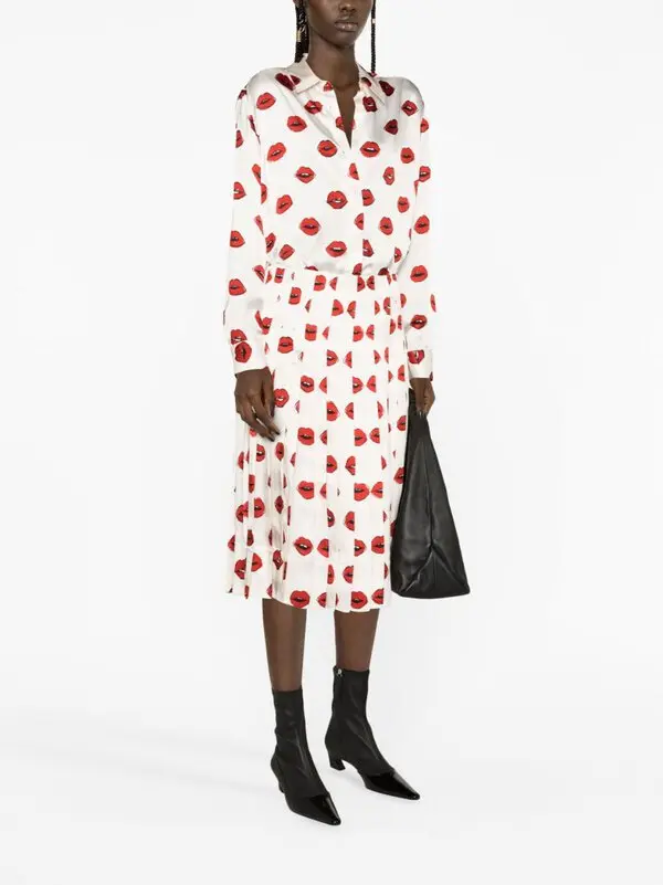Khaite Tudi Lip-print Pleated Skirt
