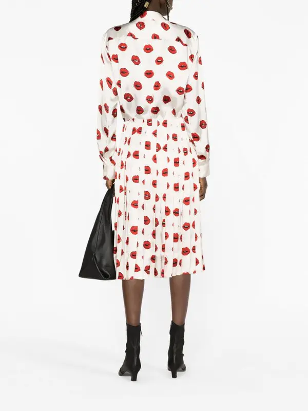Khaite Tudi Lip-print Pleated Skirt