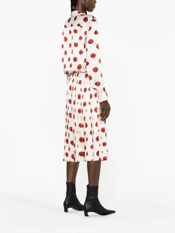 Khaite Tudi Lip-print Pleated Skirt