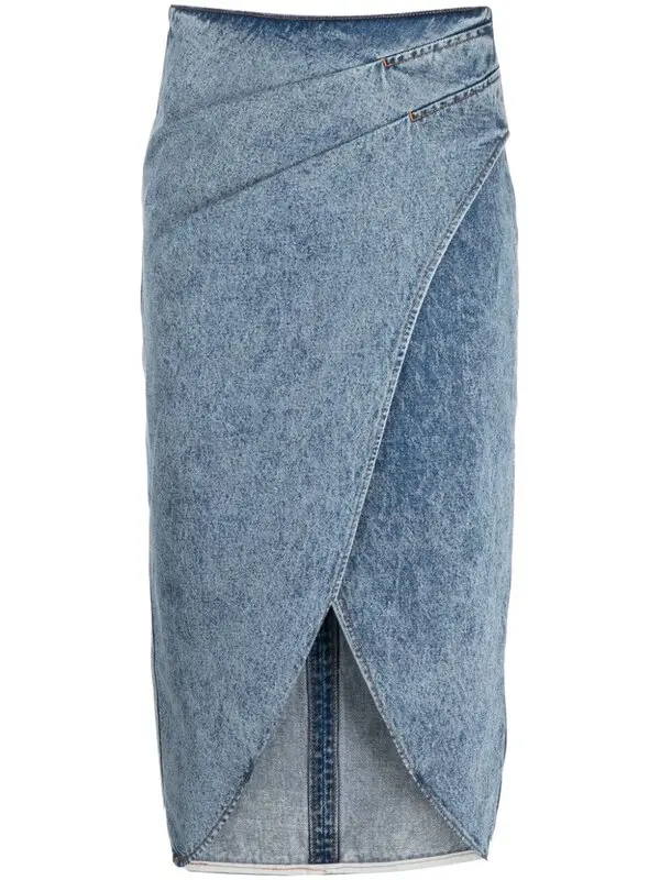 IRO PARIS Etana Asymmetric Denim Midi Skirt