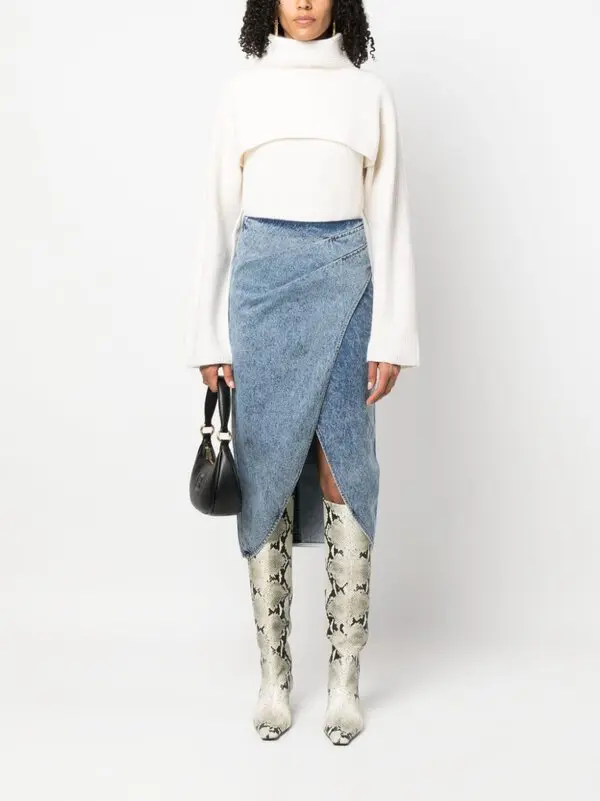 IRO PARIS Etana Asymmetric Denim Midi Skirt