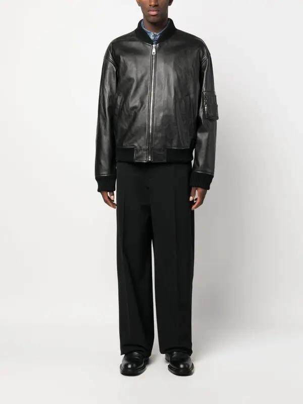 Dolce & Gabbana Leather Bomber Jacket - Black