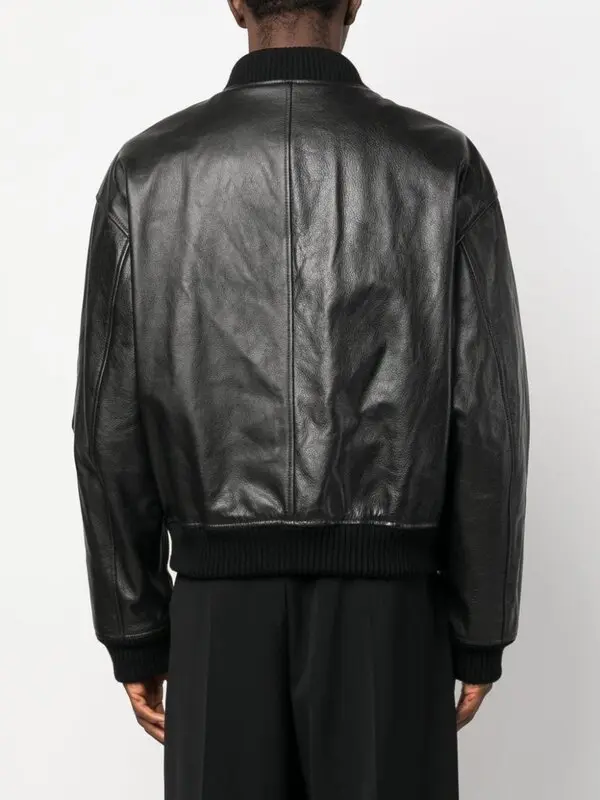 Dolce & Gabbana Leather Bomber Jacket - Black
