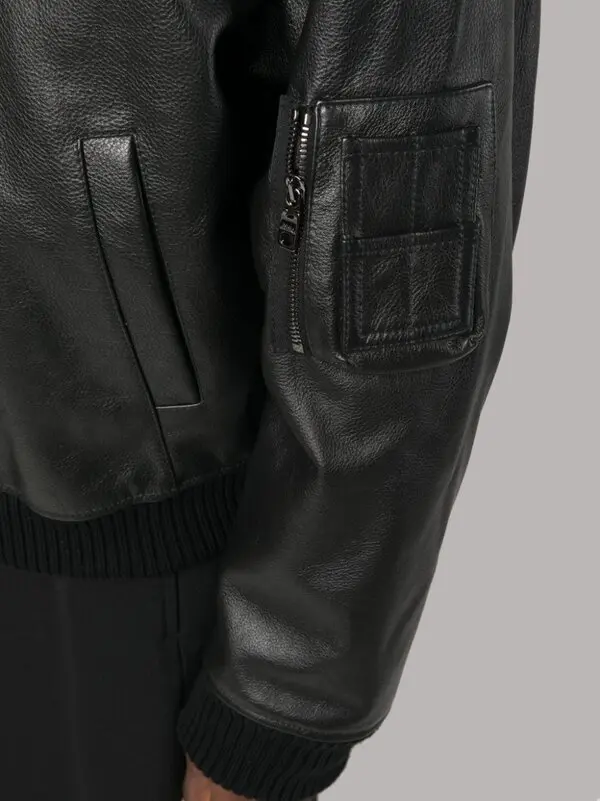 Dolce & Gabbana Leather Bomber Jacket - Black